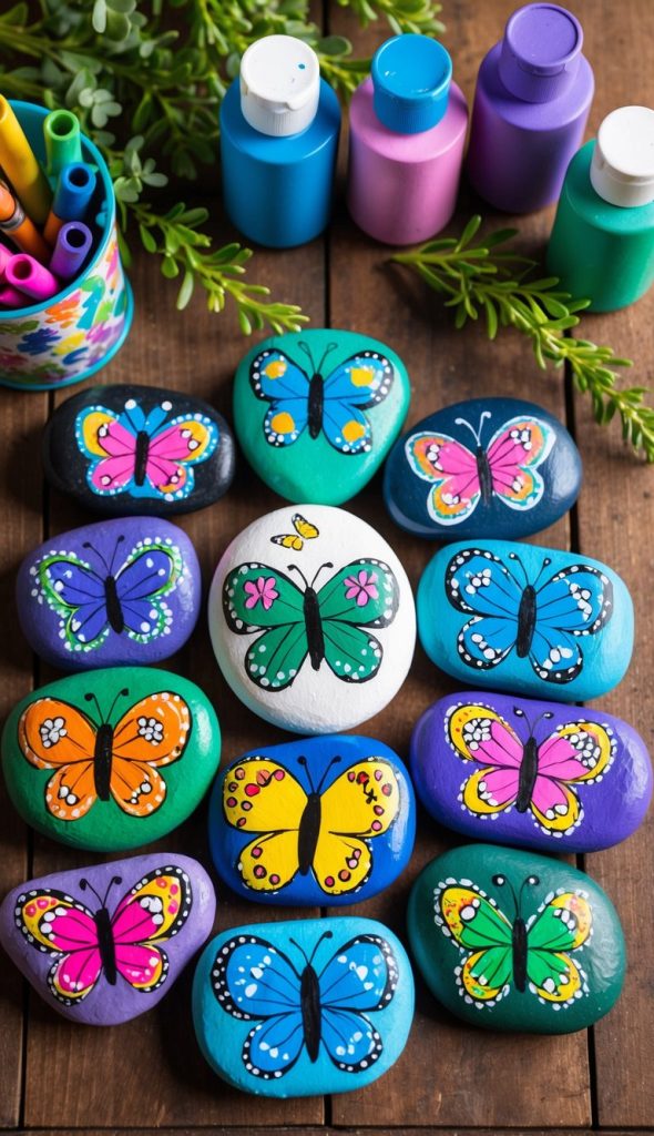26 Butterfly Painted Rock Ideas for Fluttering Garden Decor - Living ...