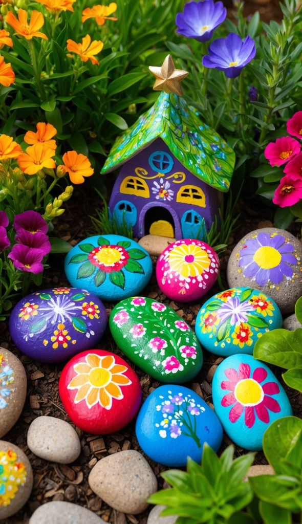 19 Nature Painted Rock Ideas for Outdoor Decor Inspiration - Living Tickled