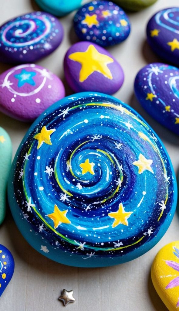35 Galaxy Painted Rock Ideas for Starry Inspiration - Living Tickled