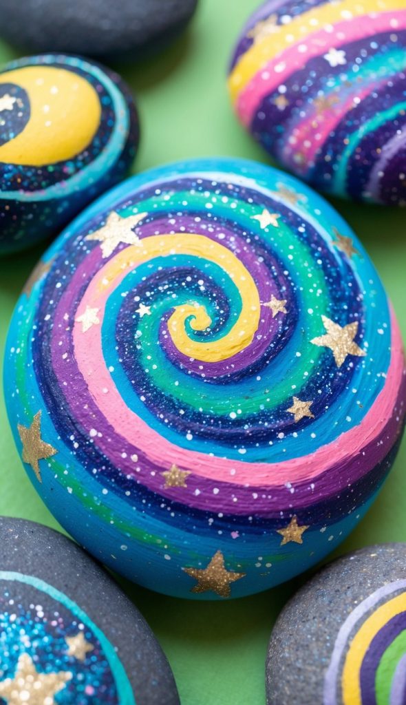 35 Galaxy Painted Rock Ideas for Starry Inspiration - Living Tickled