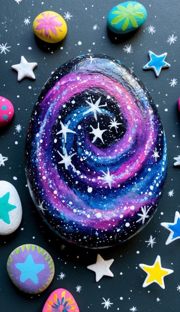 35 Galaxy Painted Rock Ideas for Starry Inspiration - Living Tickled