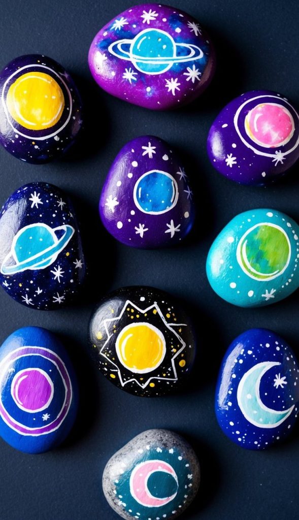 35 Galaxy Painted Rock Ideas for Starry Inspiration - Living Tickled
