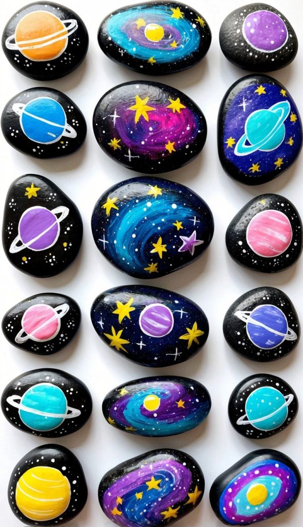 35 Galaxy Painted Rock Ideas for Starry Inspiration - Living Tickled