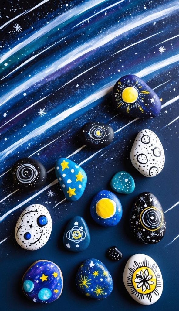 35 Galaxy Painted Rock Ideas for Starry Inspiration - Living Tickled