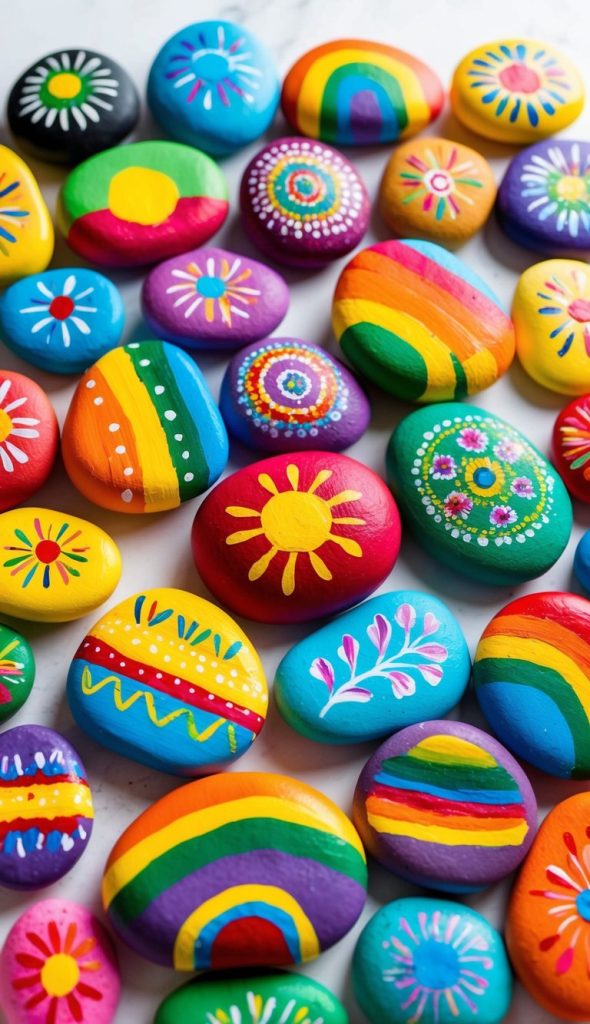19 Colorful Rainbow Painted Rock Ideas for Cheerful Decor - Living Tickled