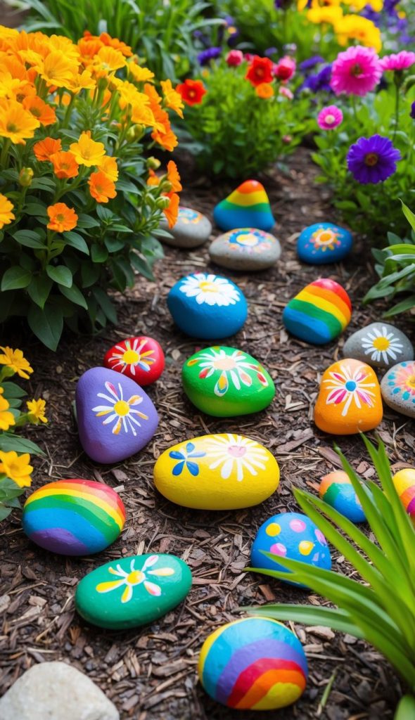 19 Colorful Rainbow Painted Rock Ideas for Cheerful Decor - Living Tickled