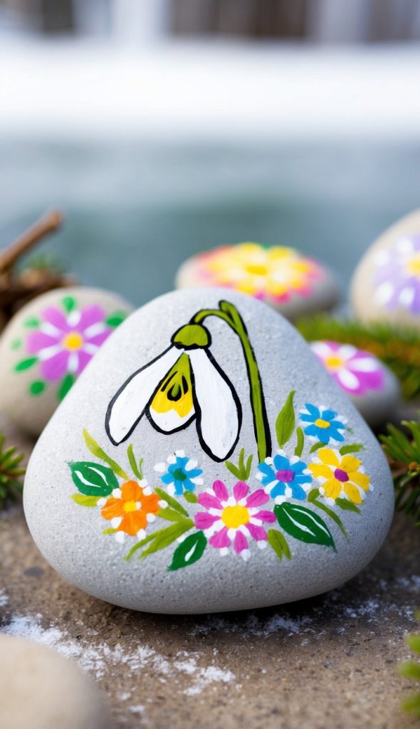 66 Beautiful Flower Painted Rock Ideas for Creative Crafts - Living Tickled