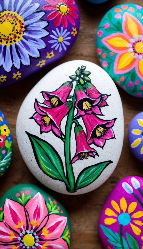 66 Beautiful Flower Painted Rock Ideas for Creative Crafts - Living Tickled