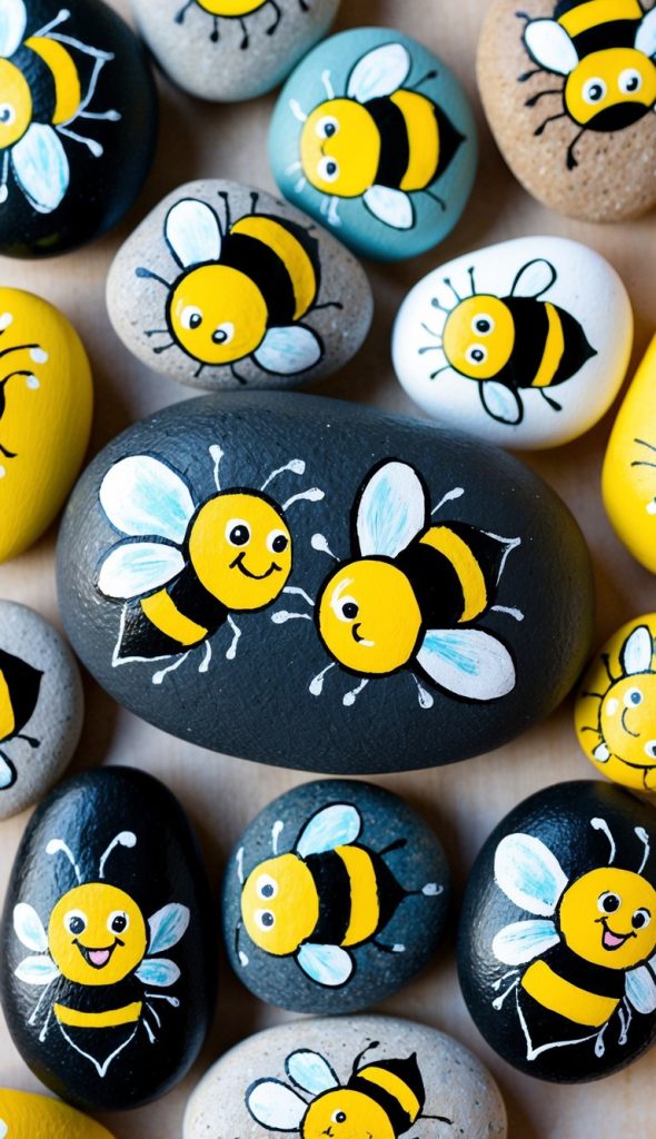 22 Buzzing Bee Painted Rock Ideas for Fun DIY Crafts and Garden Decor ...