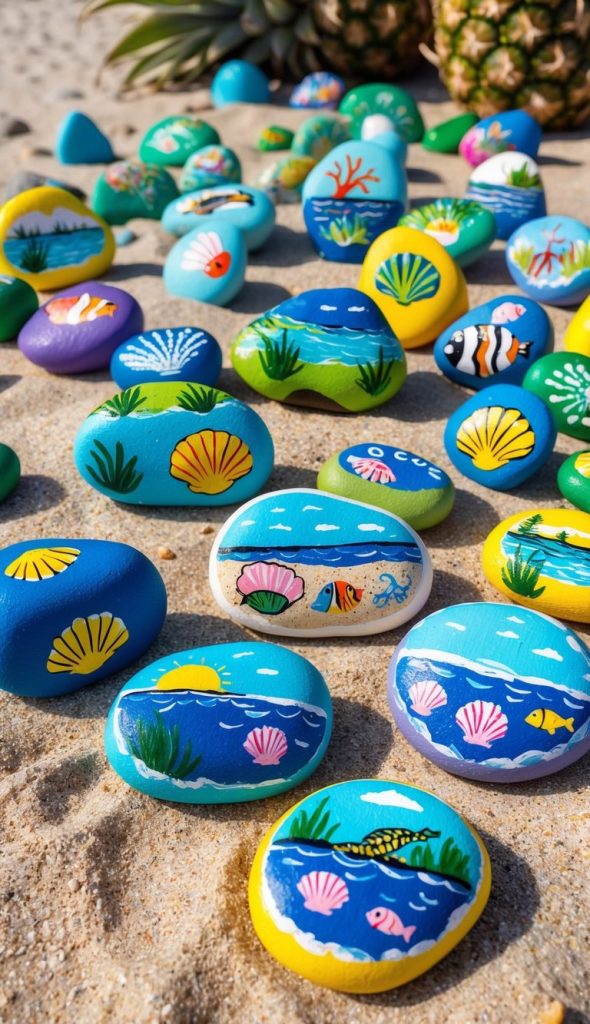 15 Stunning Ocean-Themed Painted Rock Ideas for Coastal Vibes - Living ...