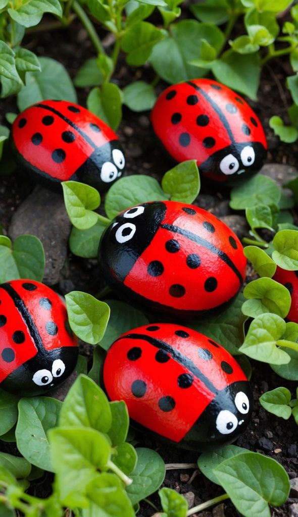 17 Adorable Ladybug Painted Rock Ideas for Garden Decor - Living Tickled