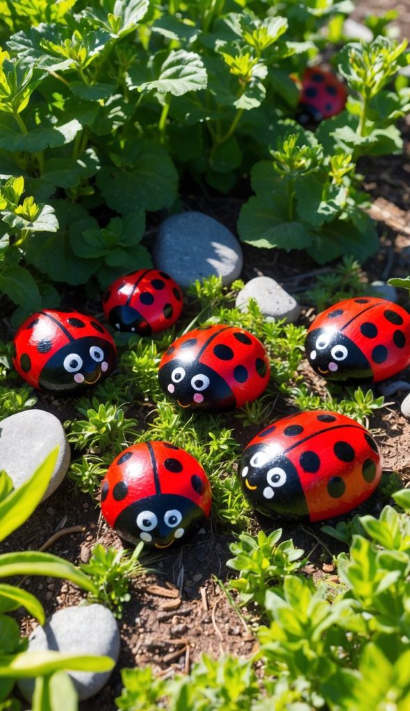17 Adorable Ladybug Painted Rock Ideas for Garden Decor - Living Tickled