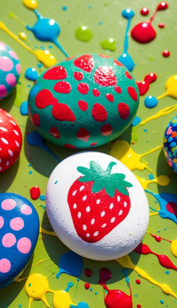21 Strawberry Painted Rock Ideas for Summer Crafts - Living Tickled