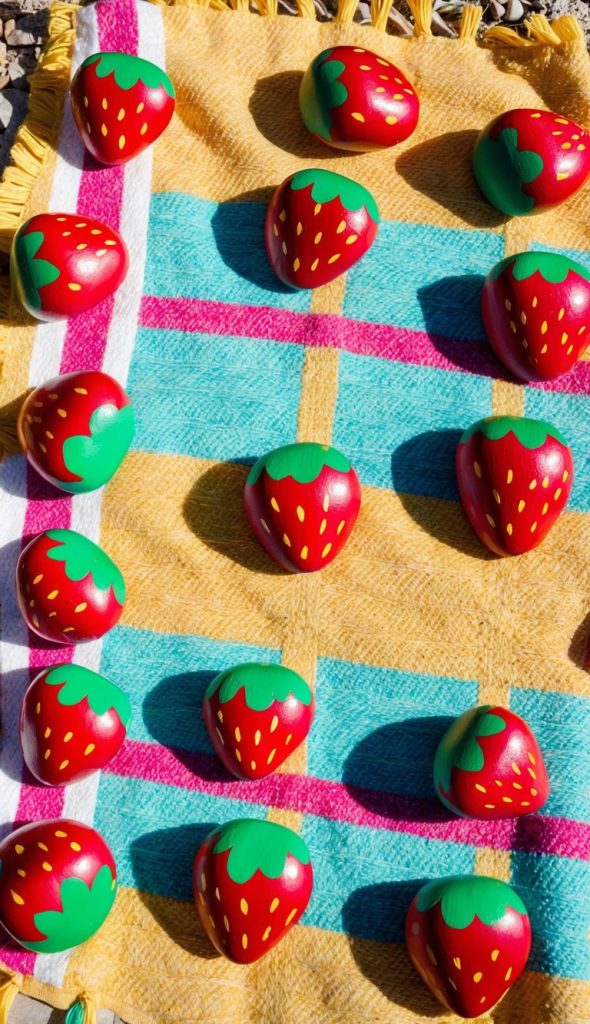 21 Strawberry Painted Rock Ideas for Summer Crafts - Living Tickled