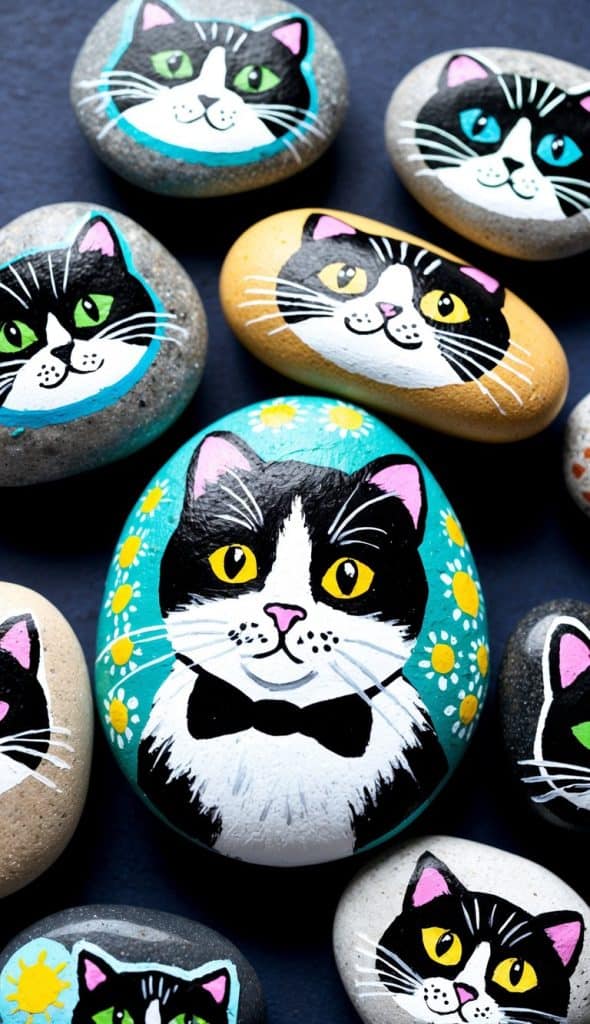 29 Cat Painted Rock Ideas: Purr-fect Designs for Your Home