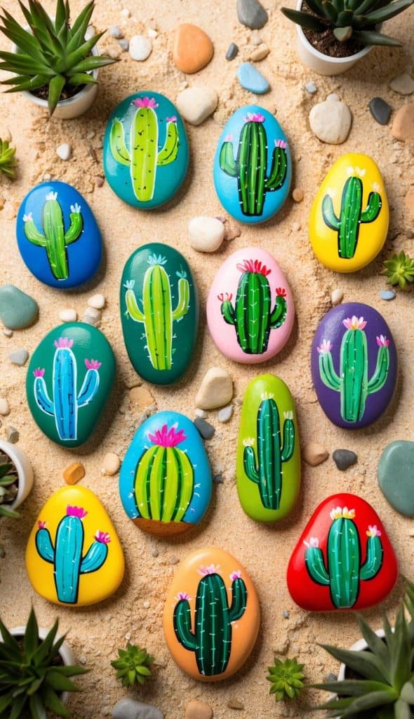 21 Cactus Painted Rock Ideas for Desert-Inspired Decor - Living Tickled