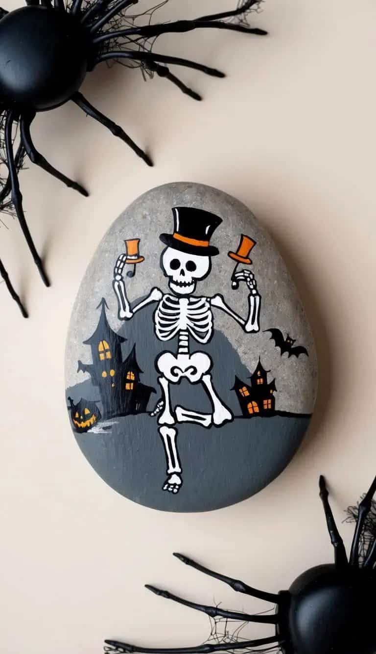 48 Spooky Halloween Painted Rock Ideas for Festive Fall Crafts