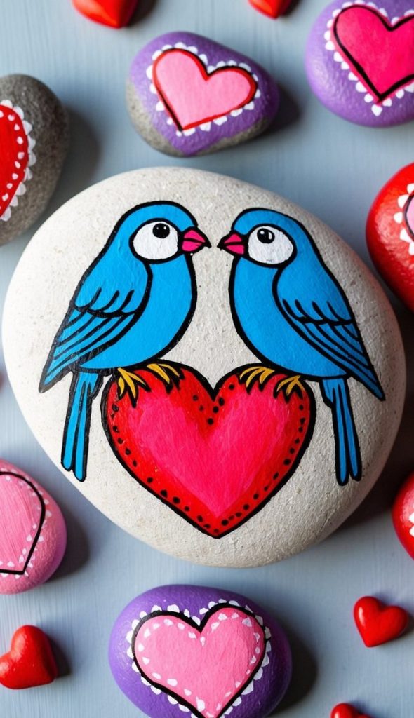 37 Lovely Heart Painted Rock Ideas To Spread Love on Valentine's Day