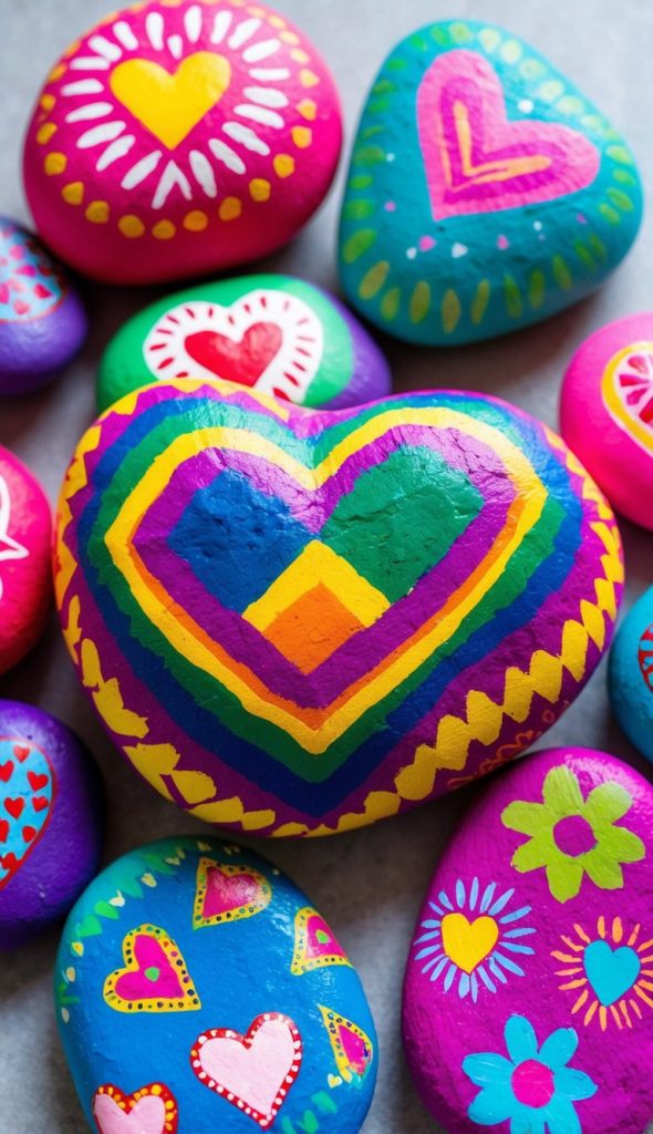37 Lovely Heart Painted Rock Ideas To Spread Love on Valentine's Day