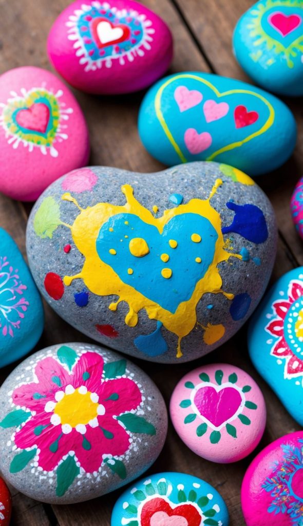 37 Lovely Heart Painted Rock Ideas To Spread Love on Valentine's Day