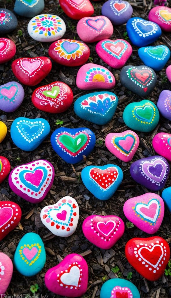 37 Lovely Heart Painted Rock Ideas To Spread Love on Valentine's Day