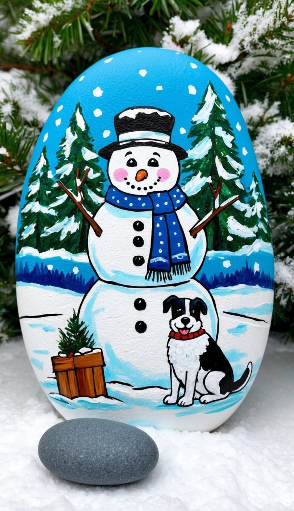44 Frosty Snowman Painted Rock Ideas for Fun Winter DIY Crafts