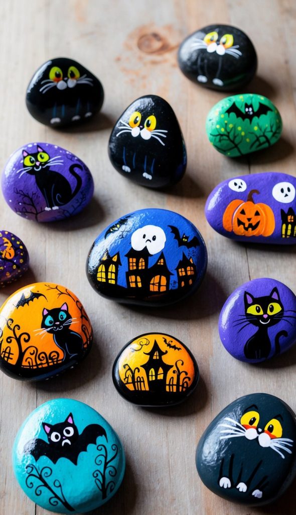 48 Spooky Halloween Painted Rock Ideas for Festive Fall Crafts