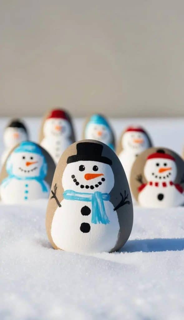 44 Frosty Snowman Painted Rock Ideas for Fun Winter DIY Crafts
