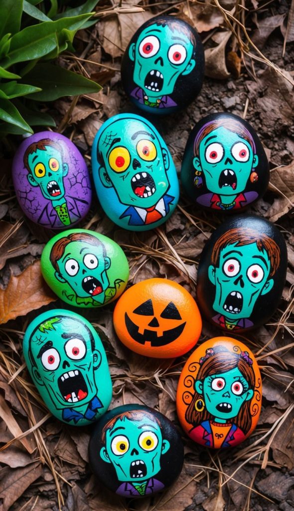 48 Spooky Halloween Painted Rock Ideas for Festive Fall Crafts