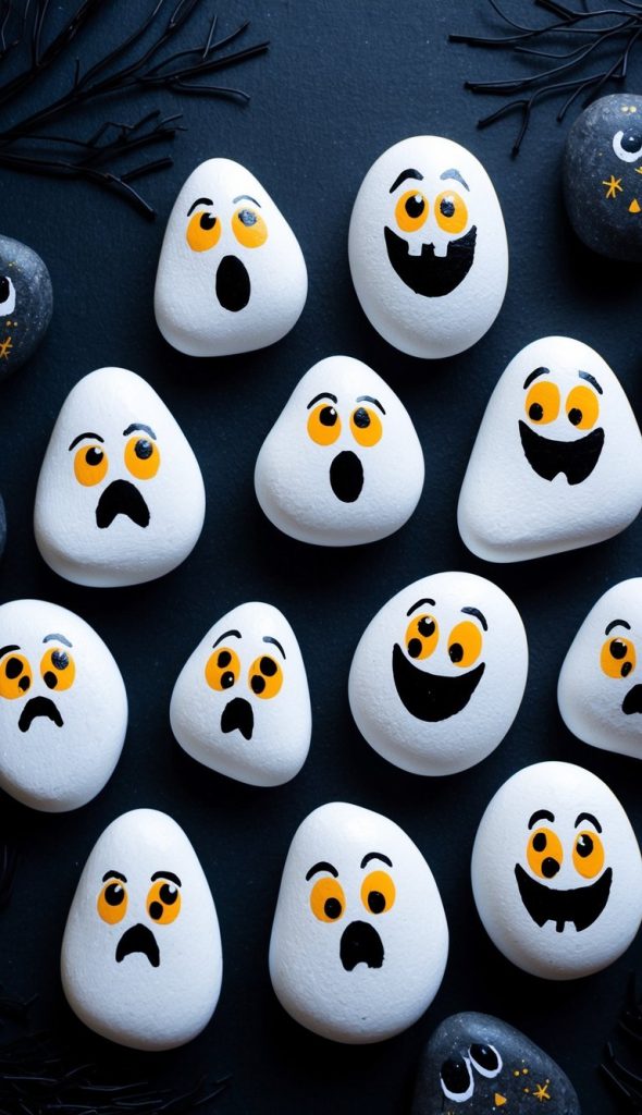 22 Cute Ghost Painted Rock Ideas for Easy Halloween Fun