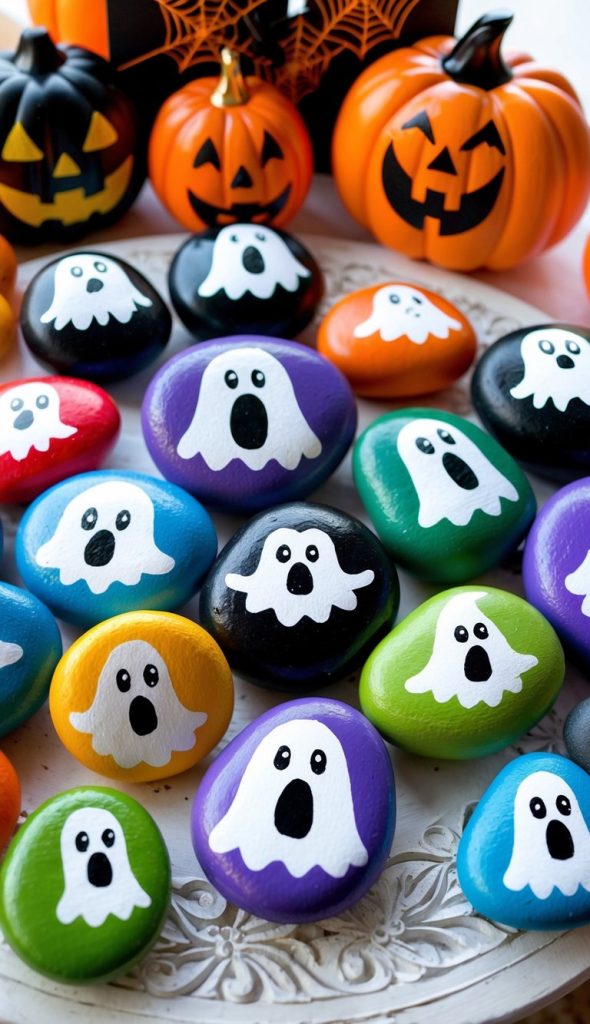 22 Cute Ghost Painted Rock Ideas for Easy Halloween Fun