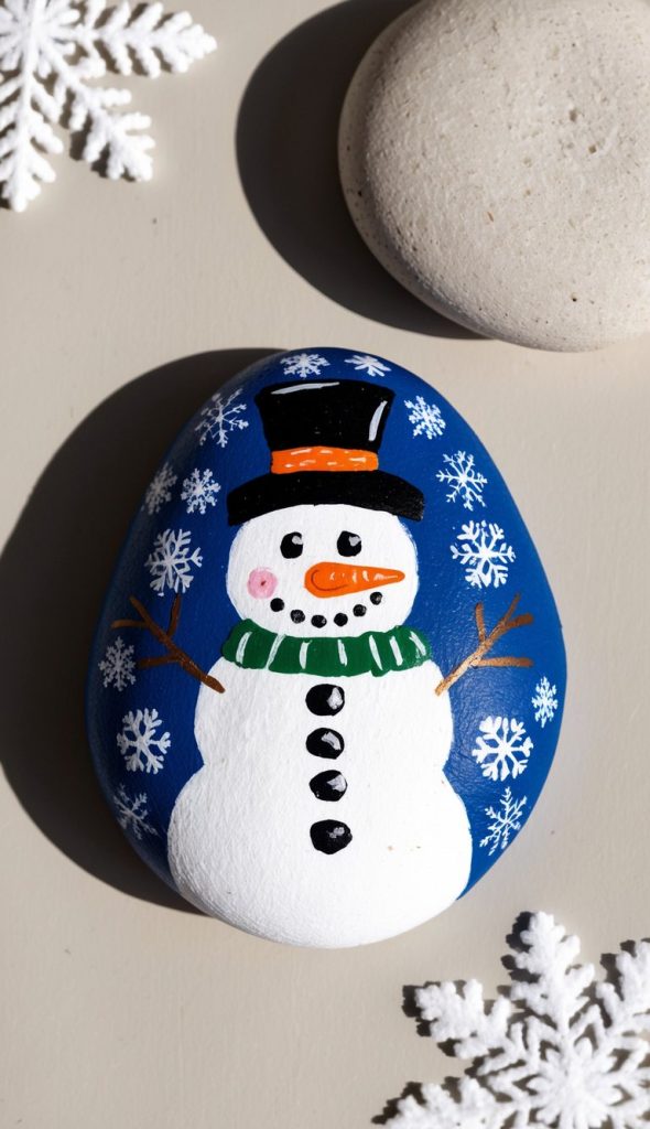 44 Frosty Snowman Painted Rock Ideas for Fun Winter DIY Crafts