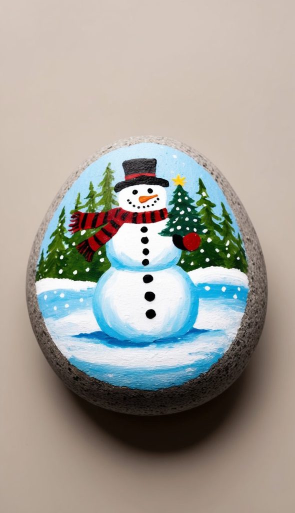 44 Frosty Snowman Painted Rock Ideas for Fun Winter DIY Crafts