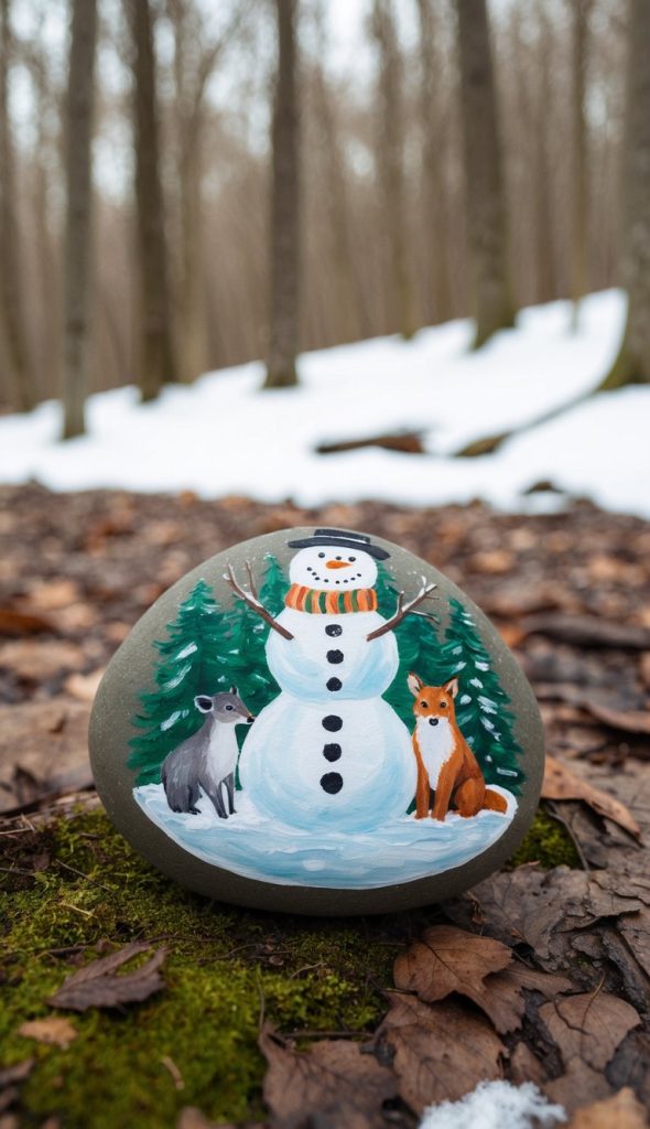 44 Frosty Snowman Painted Rock Ideas for Fun Winter DIY Crafts
