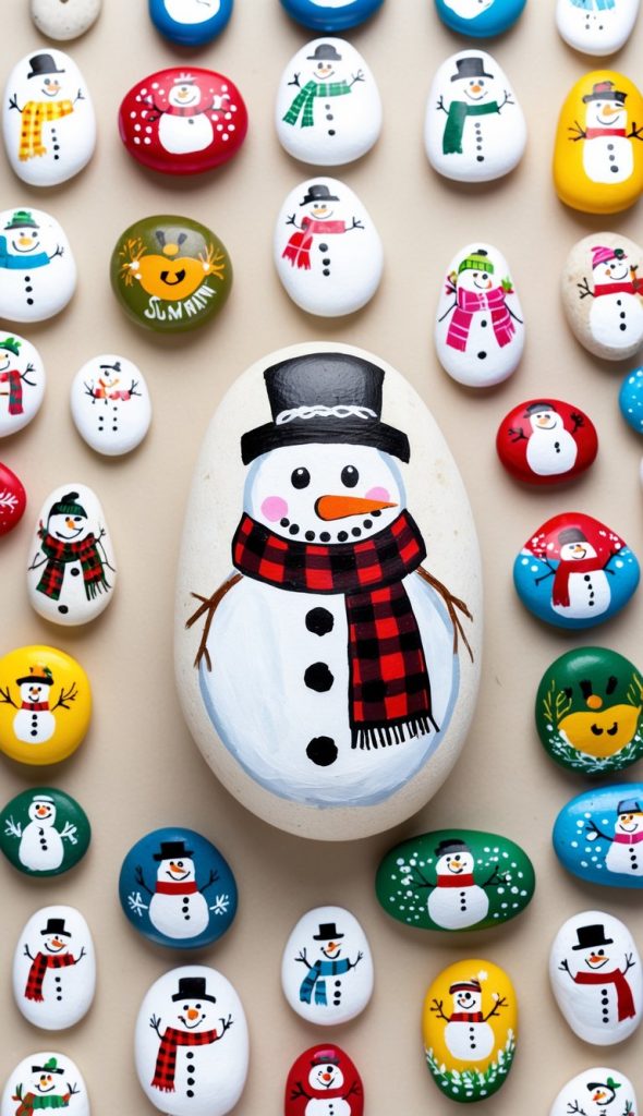 44 Frosty Snowman Painted Rock Ideas for Fun Winter DIY Crafts