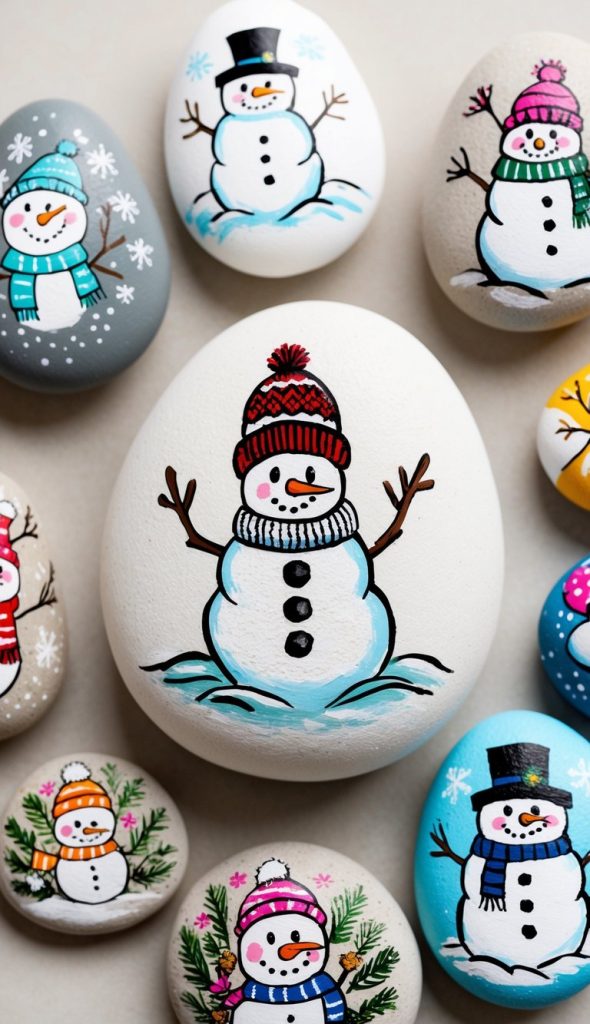 44 Frosty Snowman Painted Rock Ideas for Fun Winter DIY Crafts