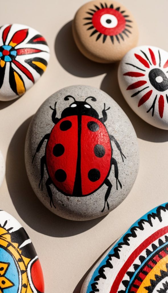 17 Adorable Ladybug Painted Rock Ideas for Garden Decor - Living Tickled