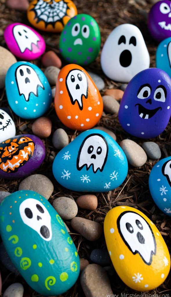 43 Cute Ghost Painted Rock Ideas for Easy Halloween Fun