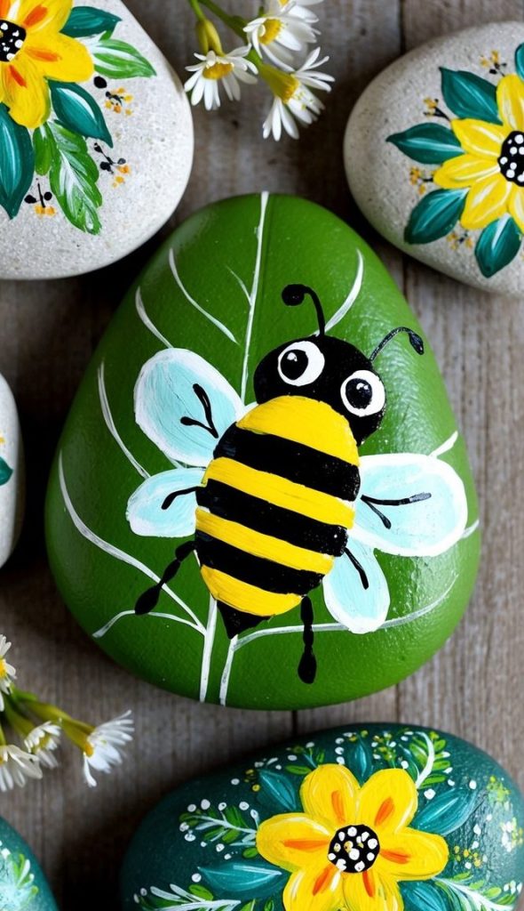 22 Buzzing Bee Painted Rock Ideas for Fun DIY Crafts and Garden Decor ...