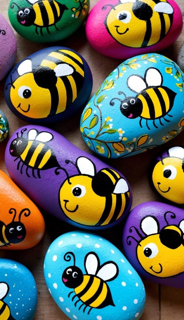 22 Buzzing Bee Painted Rock Ideas for Fun DIY Crafts and Garden Decor ...
