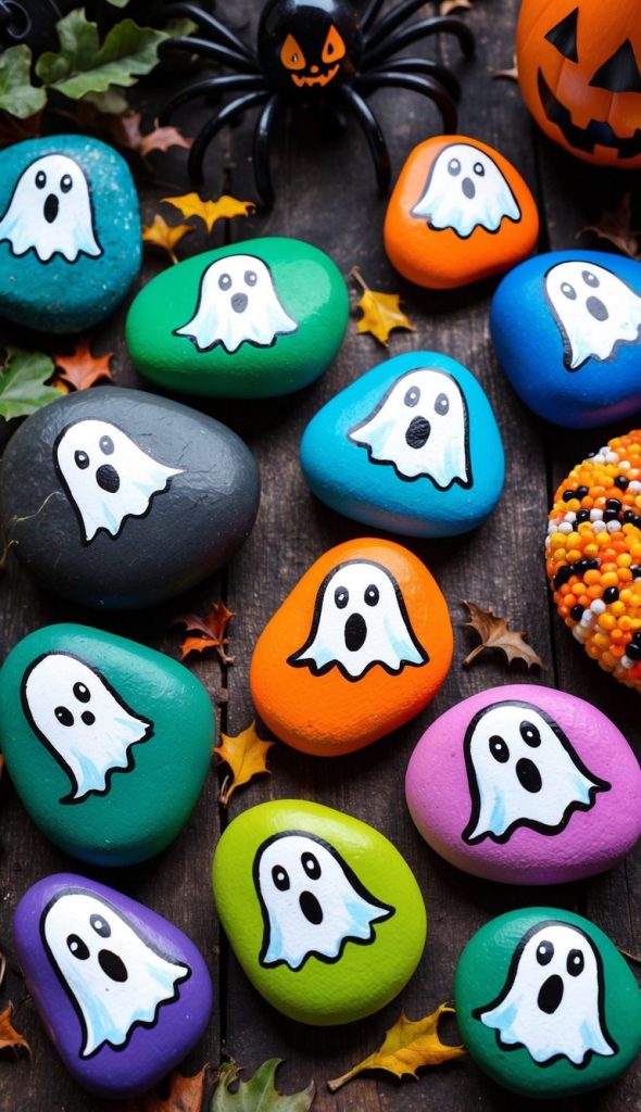 22 Cute Ghost Painted Rock Ideas for Easy Halloween Fun