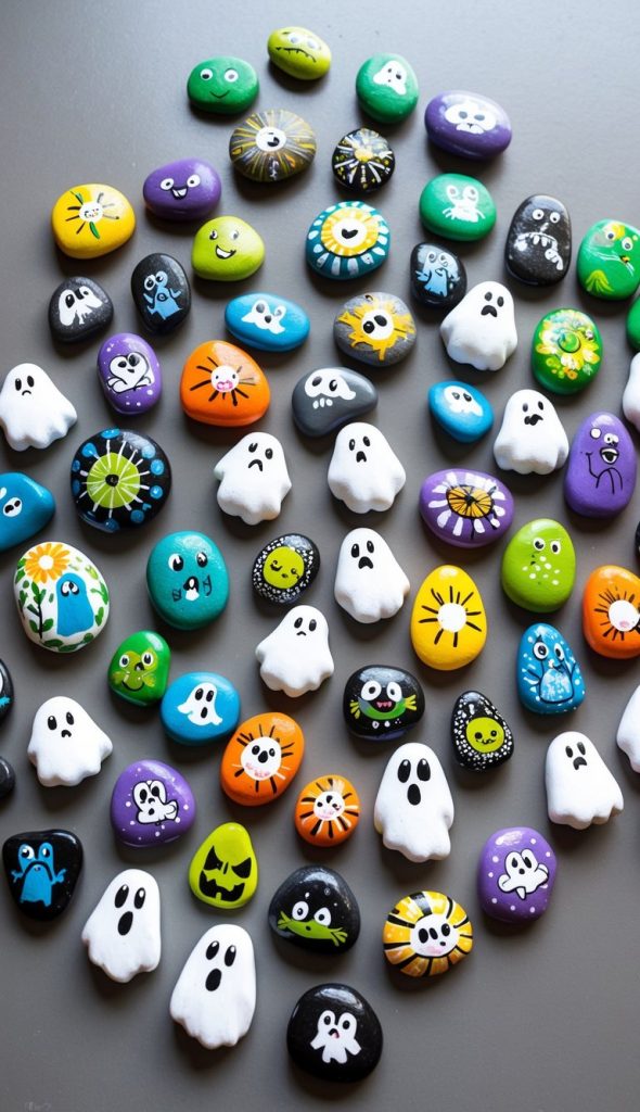 43 Cute Ghost Painted Rock Ideas for Easy Halloween Fun