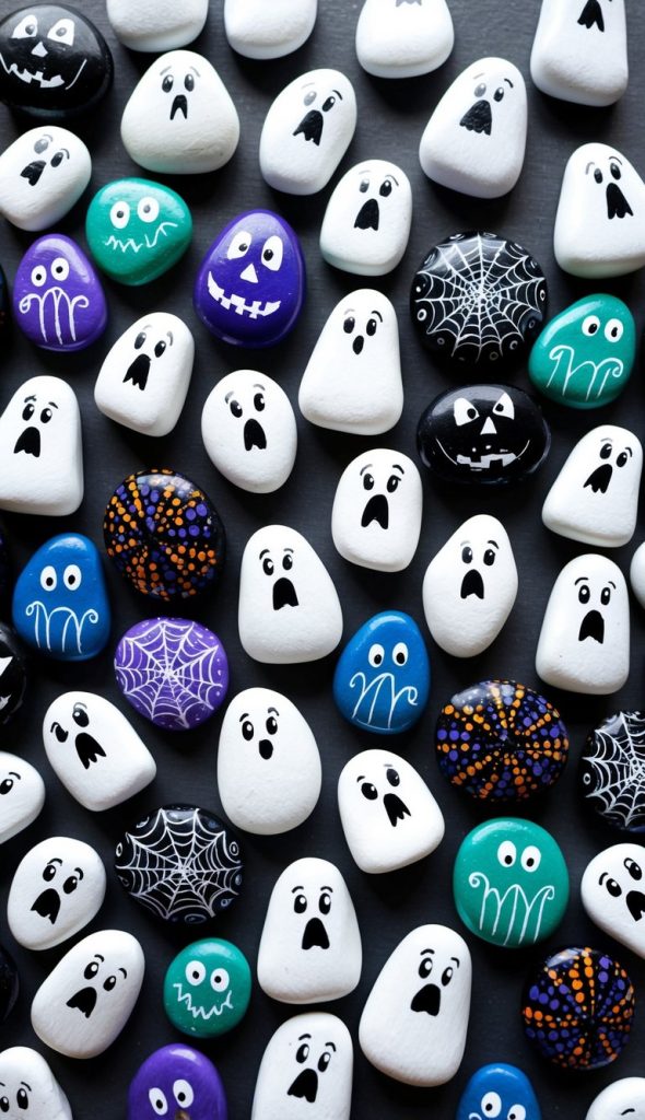 22 Cute Ghost Painted Rock Ideas for Easy Halloween Fun