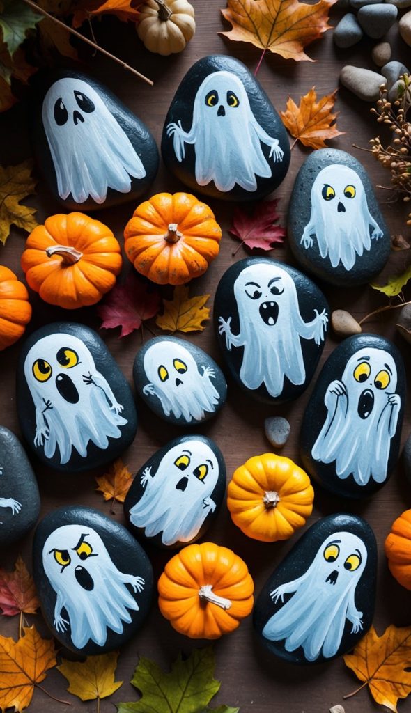 48 Spooky Halloween Painted Rock Ideas for Festive Fall Crafts
