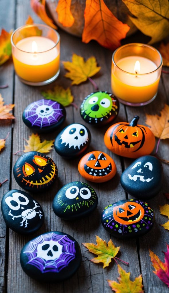 48 Spooky Halloween Painted Rock Ideas for Festive Fall Crafts