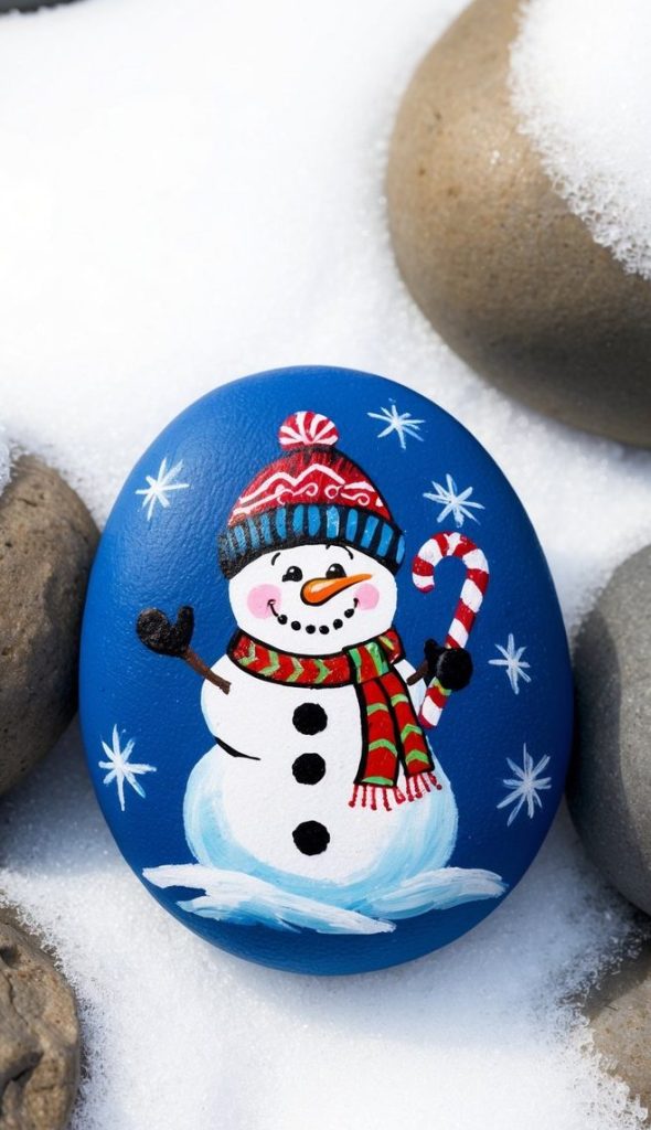 44 Frosty Snowman Painted Rock Ideas for Fun Winter DIY Crafts