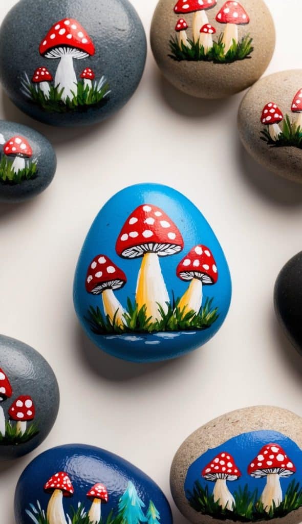 22 Mushroom Painted Rock Ideas: Enchanting Woodland Art for Your Fairy ...