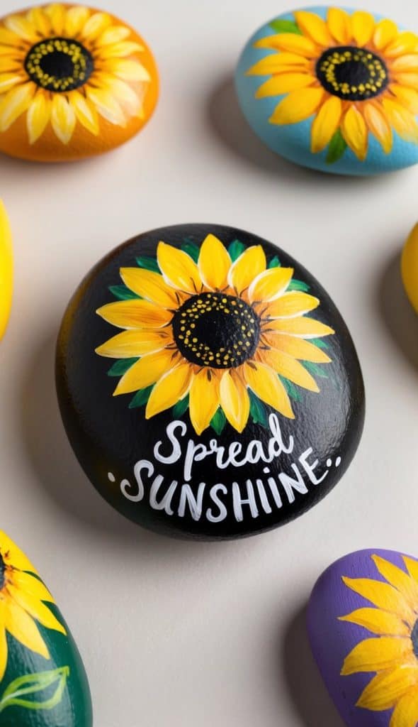 26 Sunflower Painted Rock Ideas: Cheerful Garden Decorations to ...
