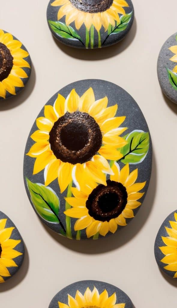 26 Sunflower Painted Rock Ideas: Cheerful Garden Decorations to ...