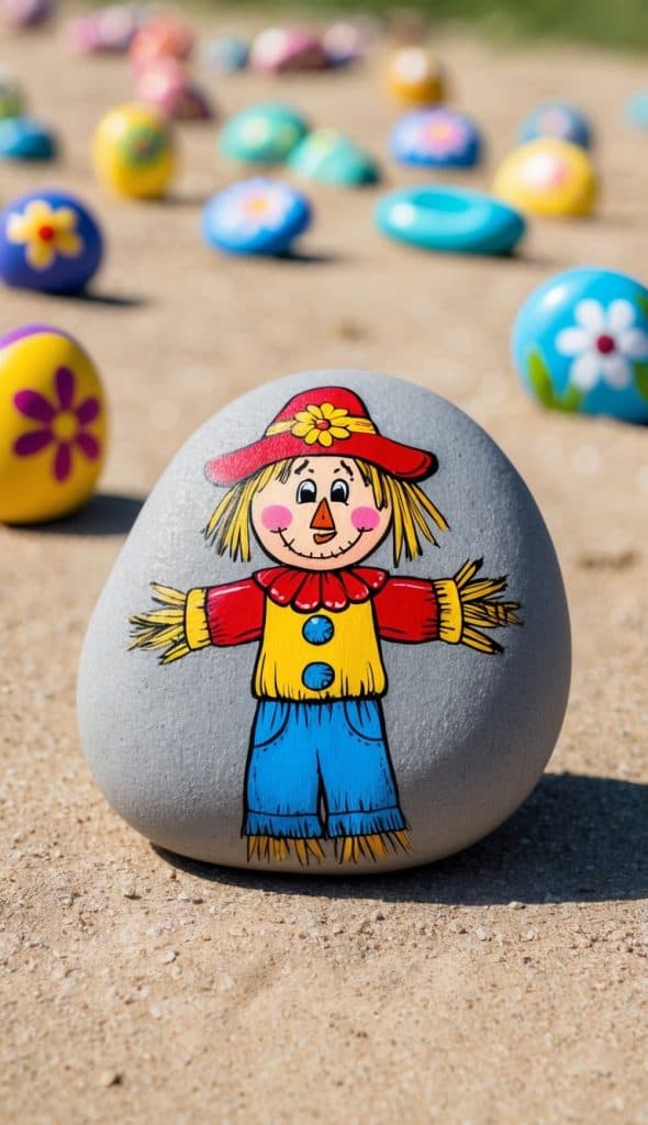18 Scarecrow Painted Rock Ideas: Charming Fall Crafts for Your Autumn ...